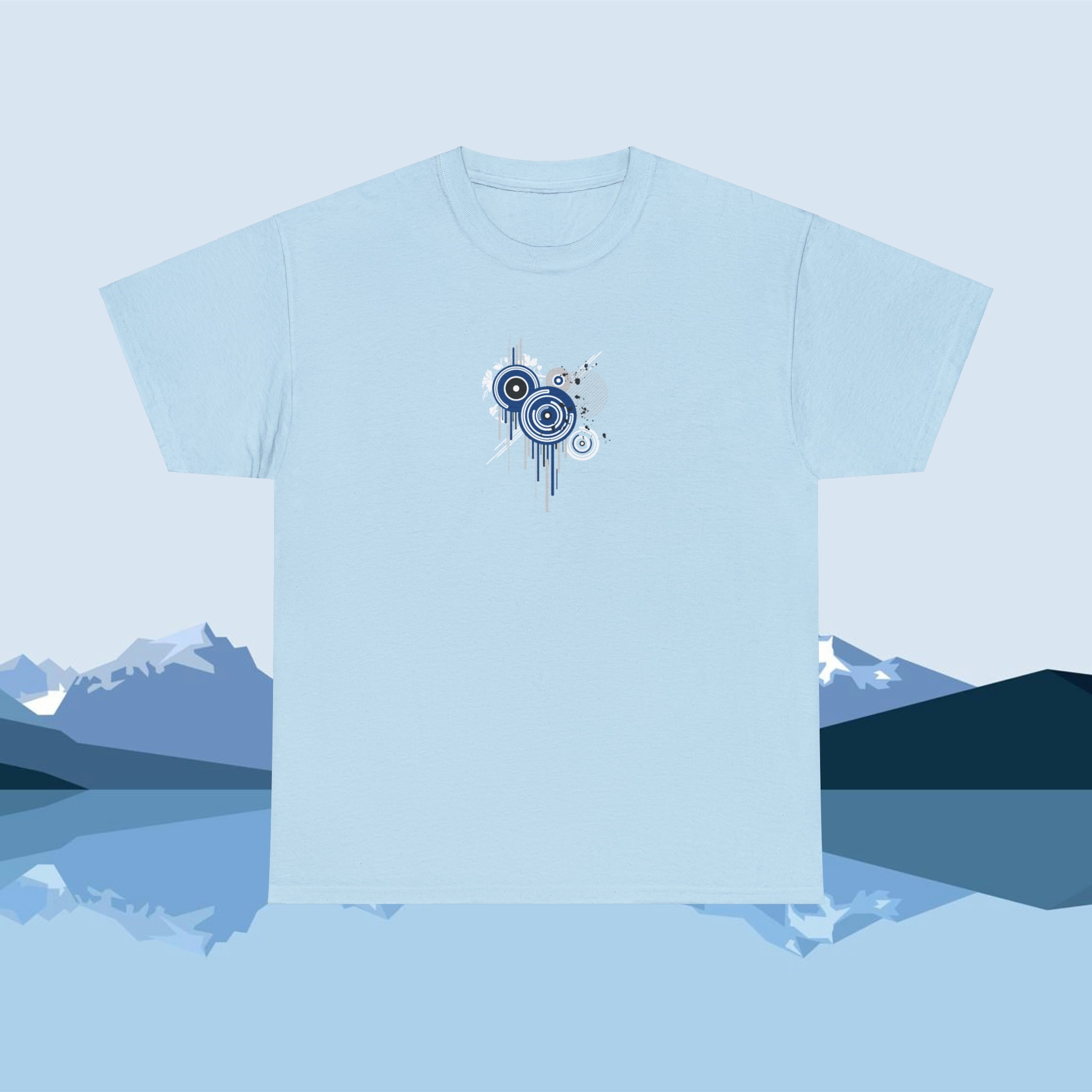 Blue Abstract Drippy Trippy Circles Mens Unisex Premium Cotton TShirt ...