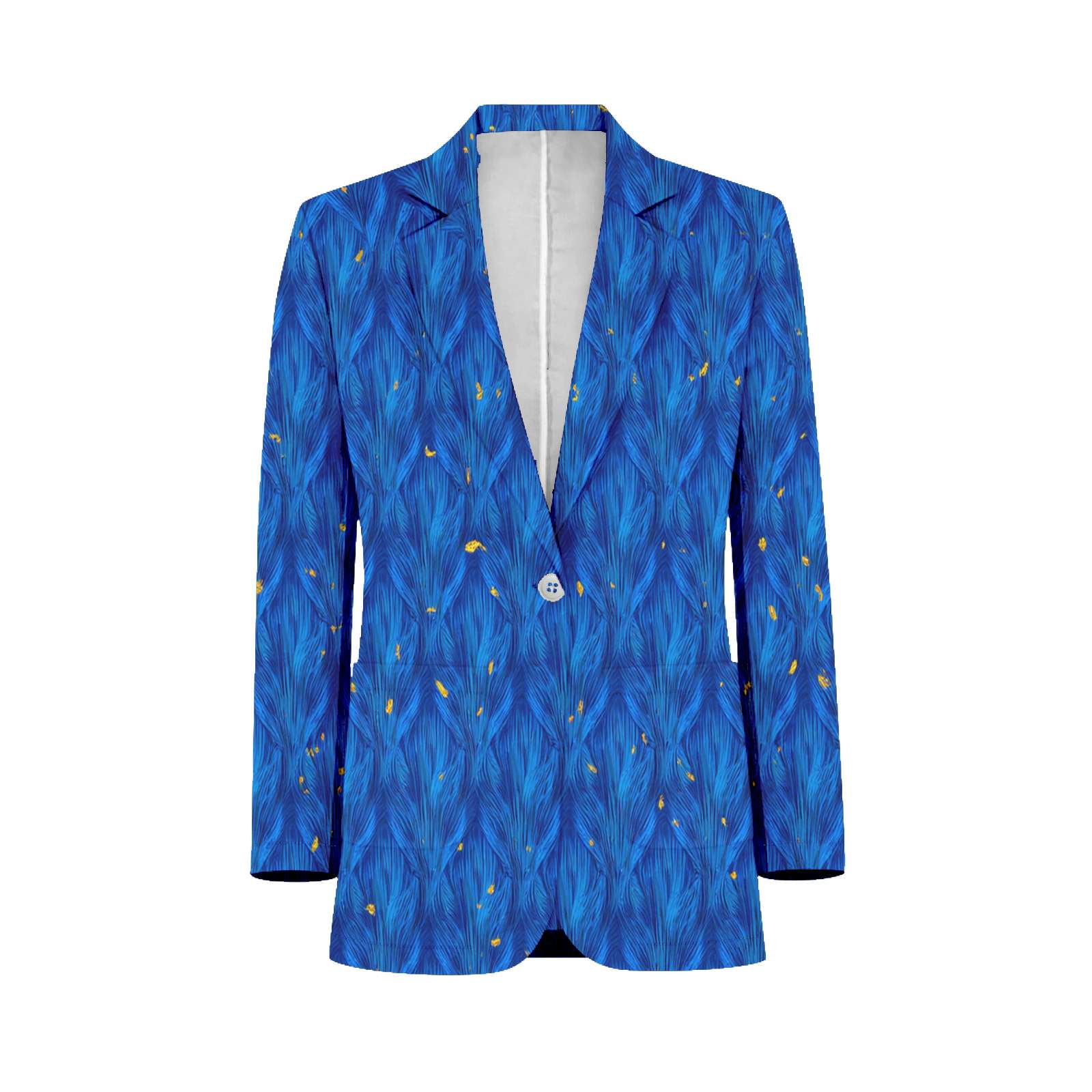 Blue Abstract Feather-Like Pattern Men Blazers Slim Clothing Summer ...