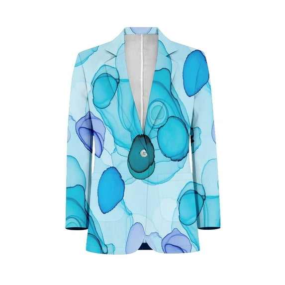 Blue Abstract Floral Print Mens Suits Shawl Collar Slim Fit Suit Mens ...