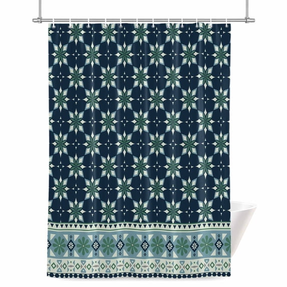 Blue Abstract Floral Shower Curtains for Bathroom, Country Vintage ...
