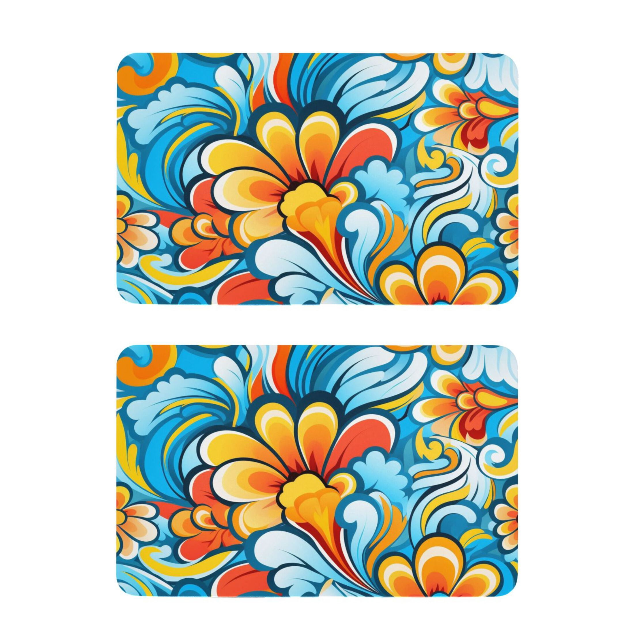 Blue Abstract Flowers Fridge Magnets Sticker Refrigerator Magnetic ...