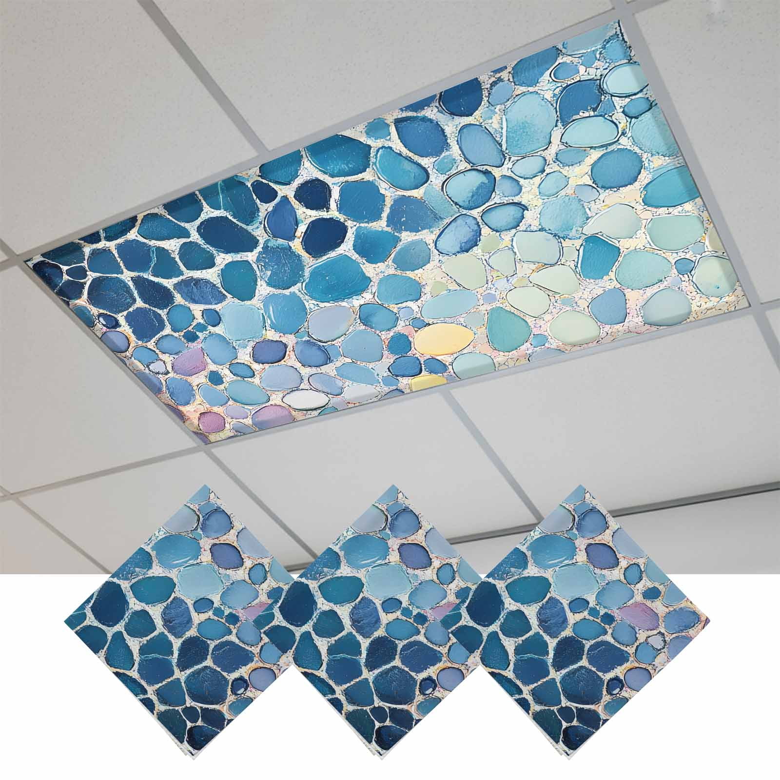 Blue Abstract Fluorescent Light Covers, Orange Yellow Gradient Stone ...