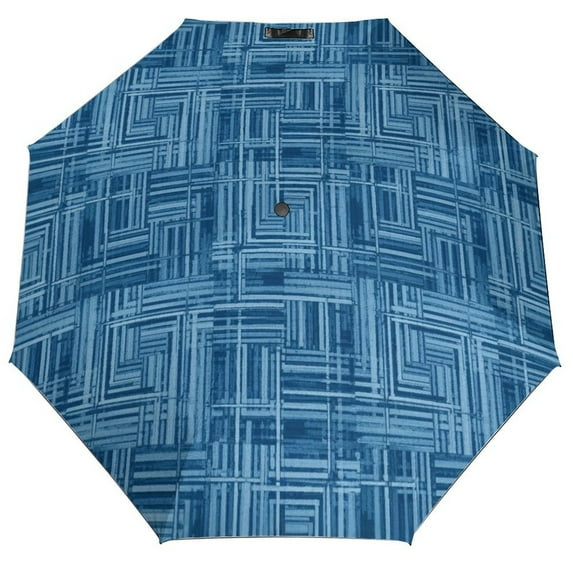 Blue Abstract Geometric Square Pattern Rain Umbrella Sun Protection Sun ...
