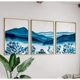 Blue Abstract Landscape Minimal Botanical Horizon Set 3 Stretched ...