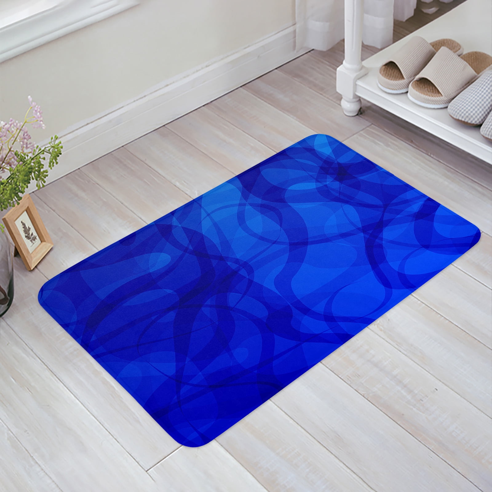 Blue Abstract Line Art Kitchen Floor Mat Living Room Decor Carpet Home ...