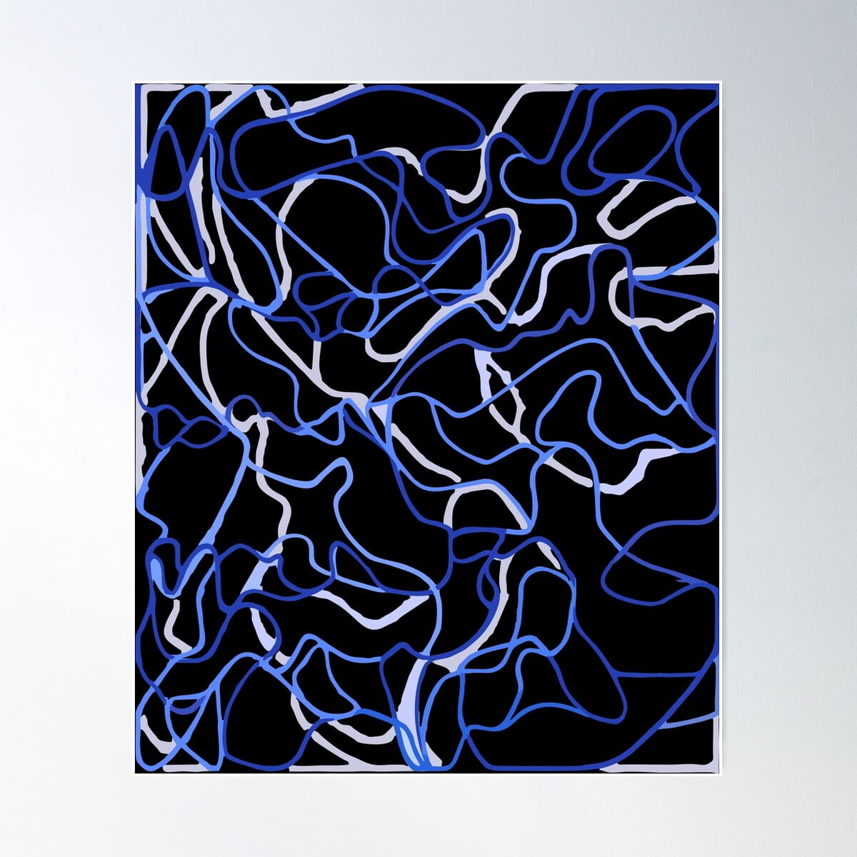Blue Abstract Lines Poster Wall Art Modern Wall Decor For Living Room ...