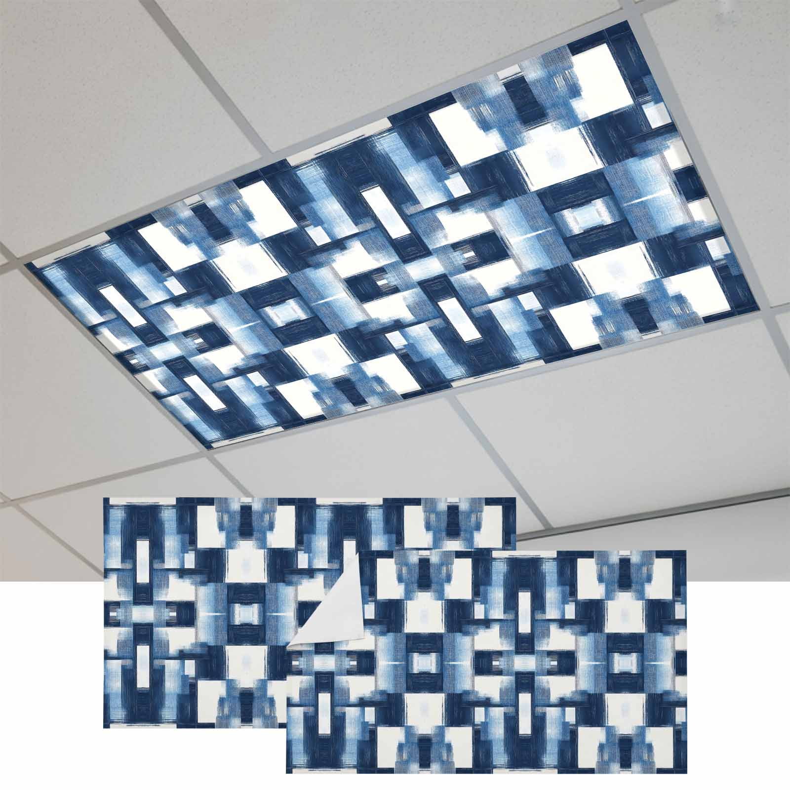 Blue Abstract Magnetic Fluorescent Light Covers for Ceiling Lights 2 x ...