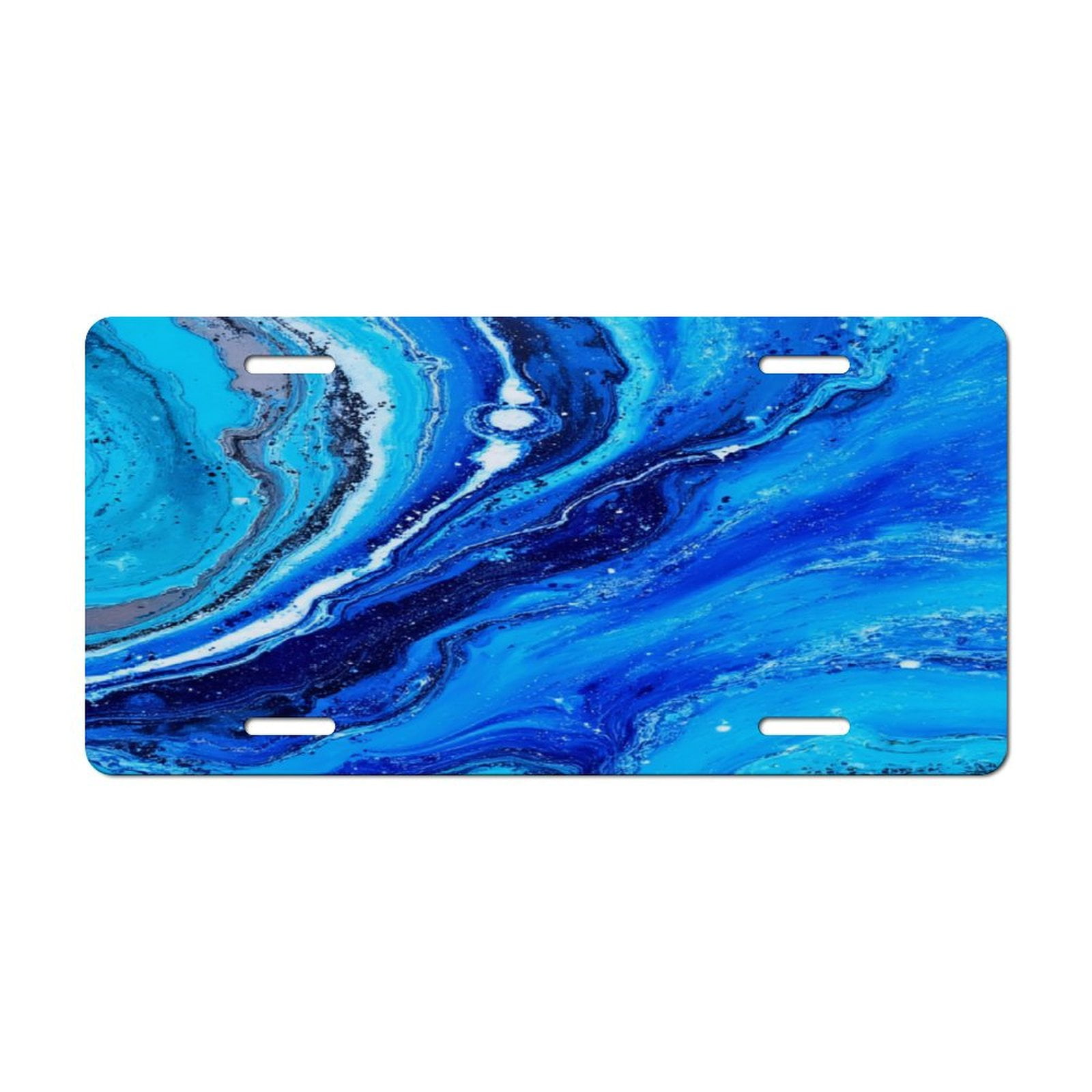 Blue Abstract Marble Art Print Car Decorative Front License Plate ...