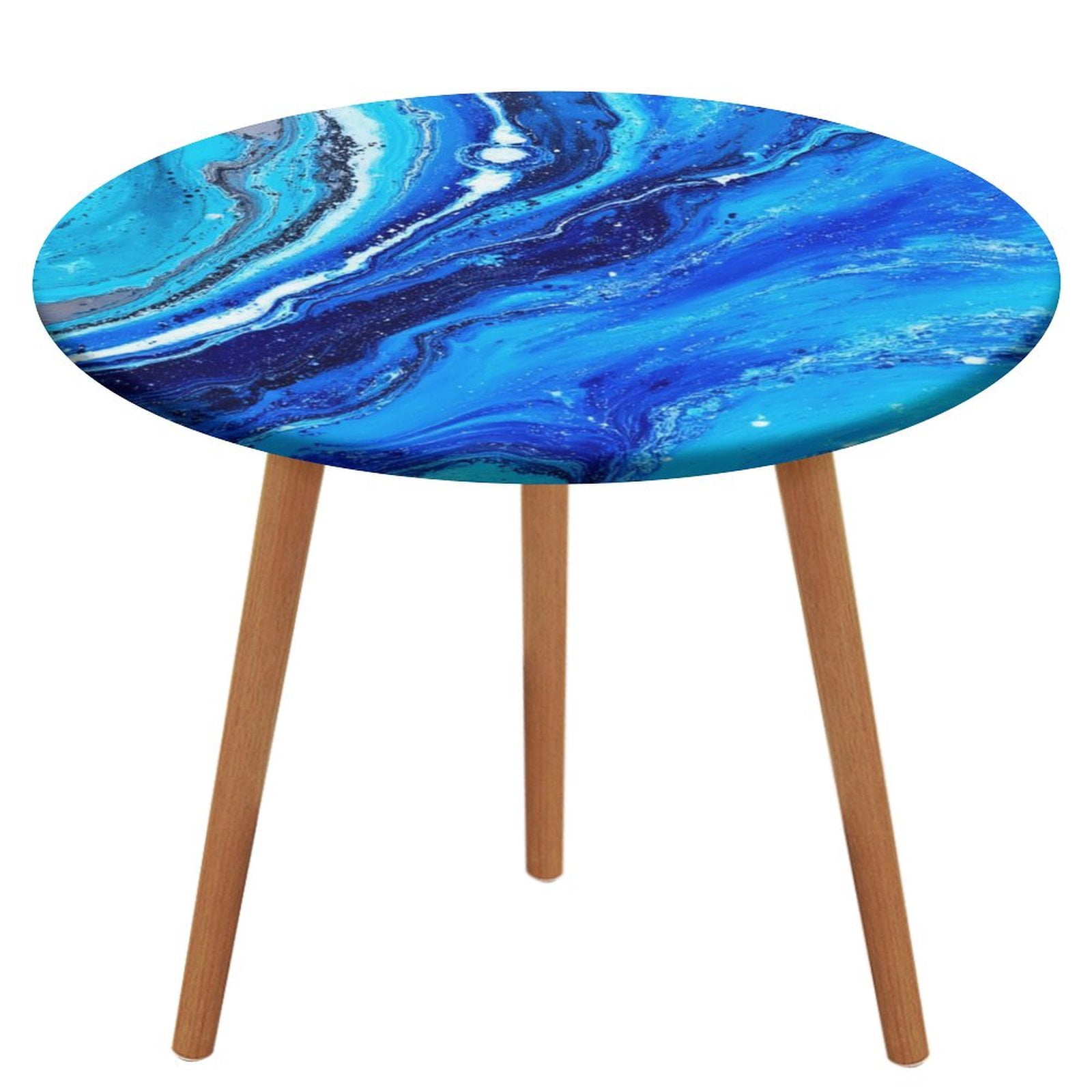Blue Abstract Marble Art Print Pattern Round Tablecloth Waterproof ...