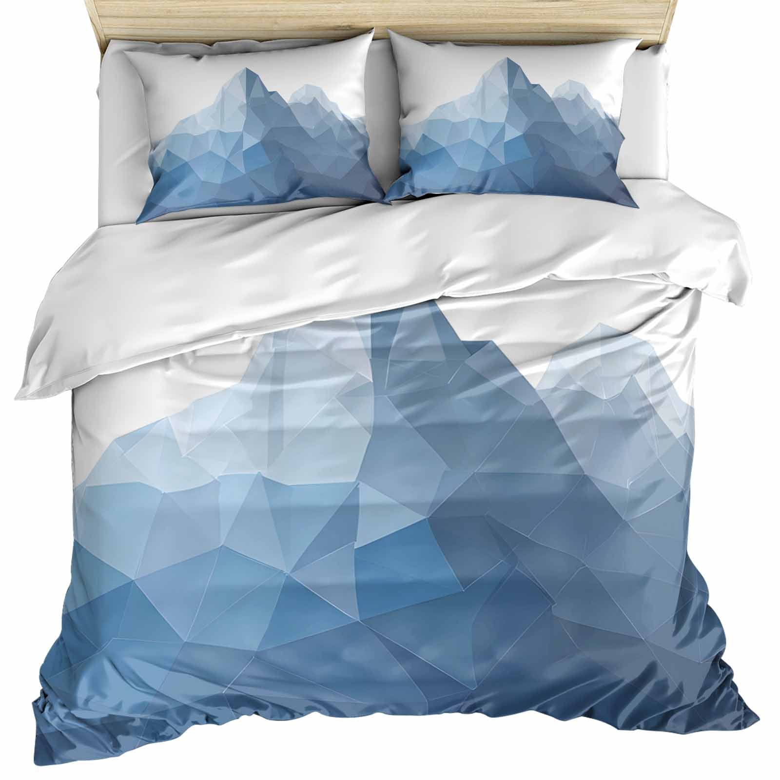 Blue Abstract Mountain Bedding 3 Piece Duvet Cover Set California King ...