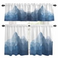 Blue Abstract Mountain Kitchen Curtains Set for Windows, Color Blocks ...
