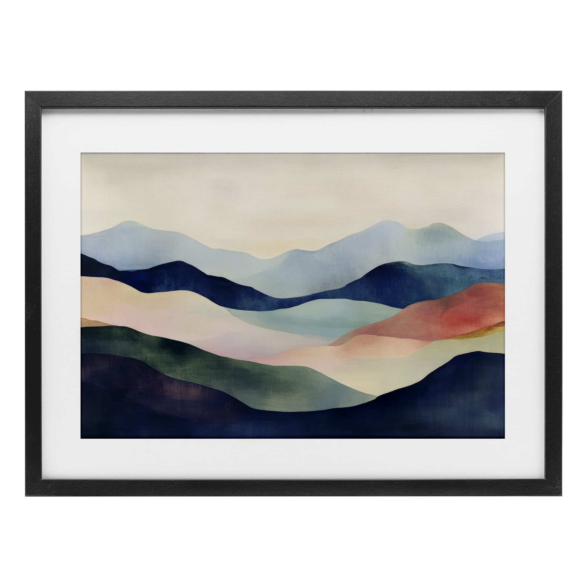 Stupell Industries Blue Abstract Mountain Landscape Black Framed Print ...