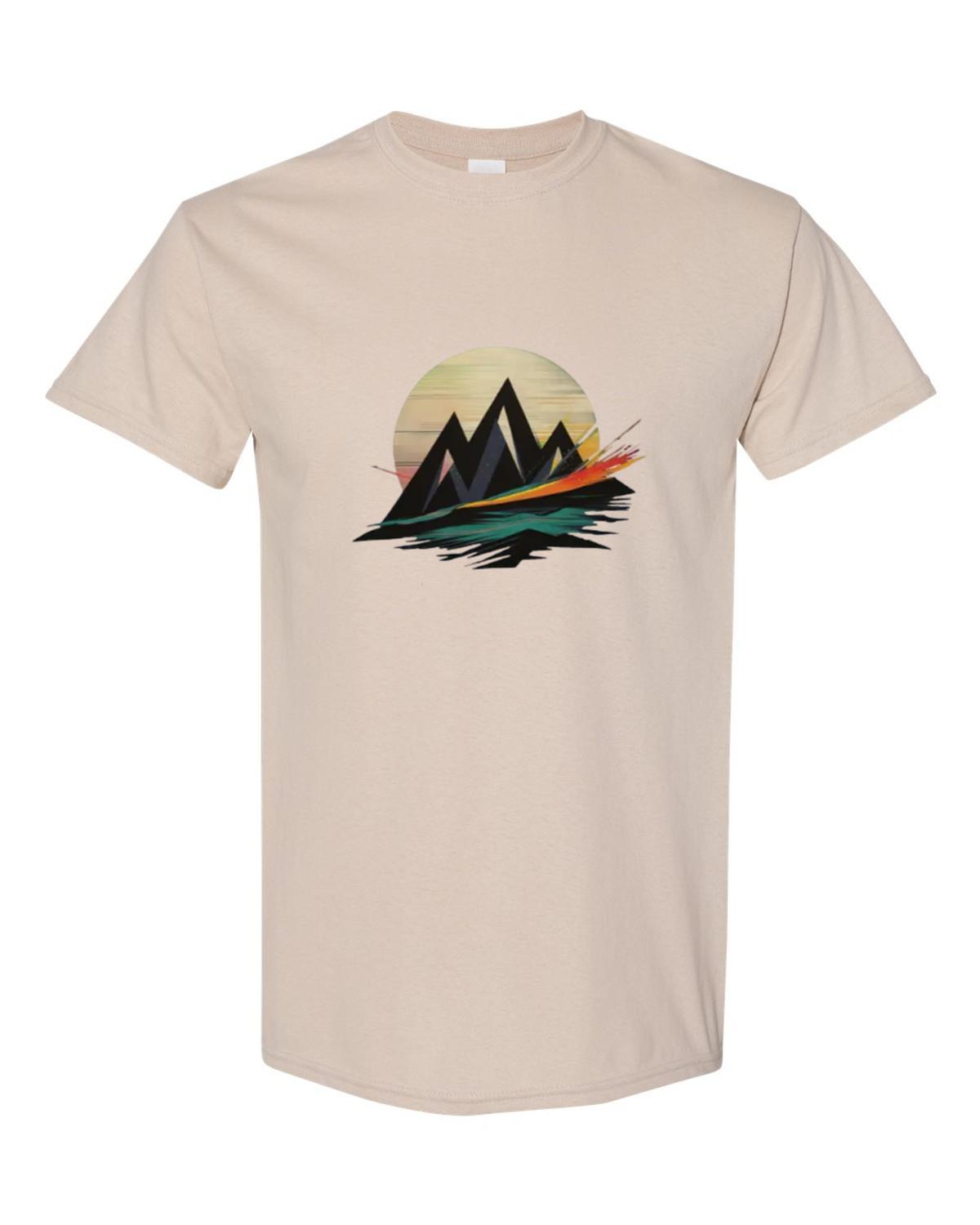 Blue Abstract Mountain Landscape Peaceful Nature Art Scene Style T ...
