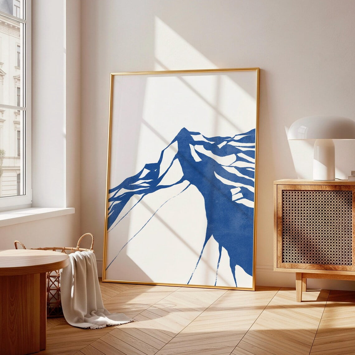 Blue Abstract Mountain Nature Lover Illustration Living Room Larges ...