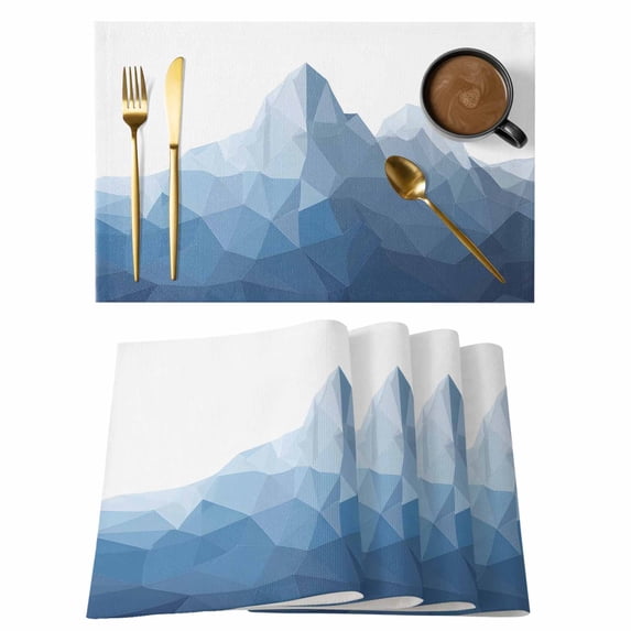 Blue Abstract Mountain Placemats Set of 8 Color Blocks Gradual Heat ...