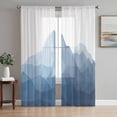 Blue Abstract Mountain Sheer Curtains for Living Room Bedroom Gradient ...