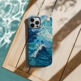 Blue Abstract Ocean Impasto Oil Painting Texture Case for iPhone 17 to ...