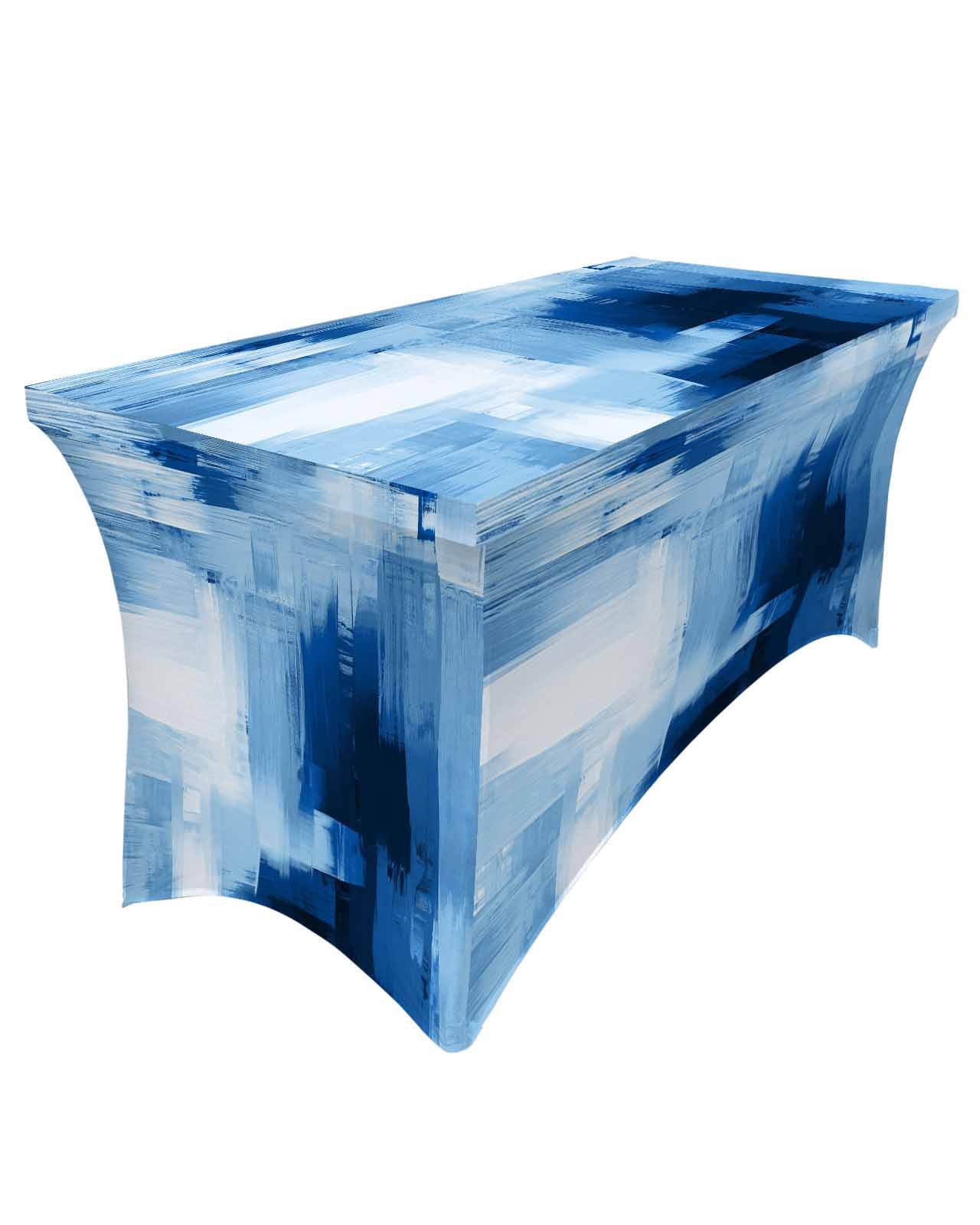 Blue Abstract Oil Painting Elastic Table Skirt Wedding Hotel Birthday ...