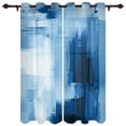 Blue Abstract Oil Painting Modern Window Curtains for Living Room ...