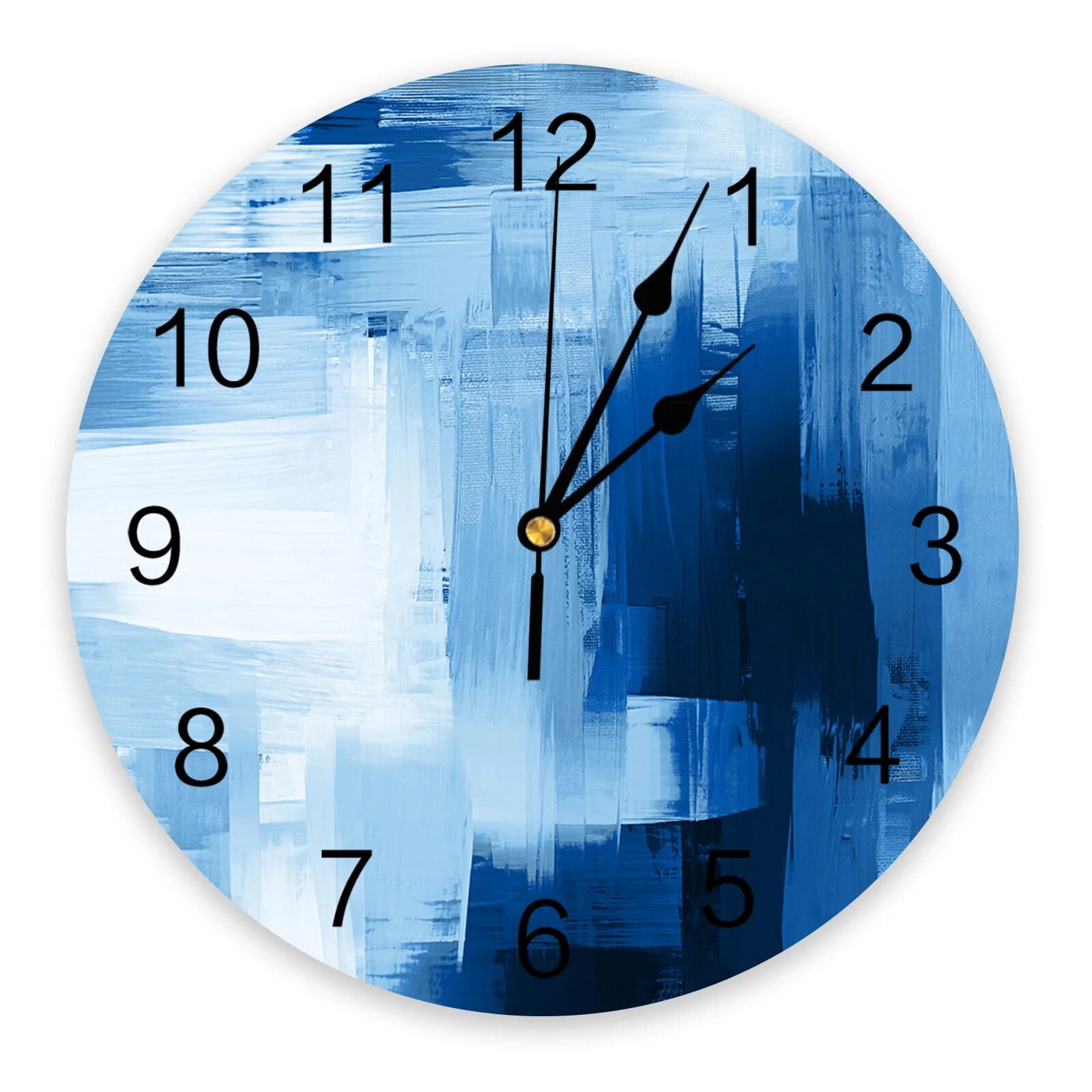 Blue Abstract Oil Painting Wall Clock Modern Design Living Room ...