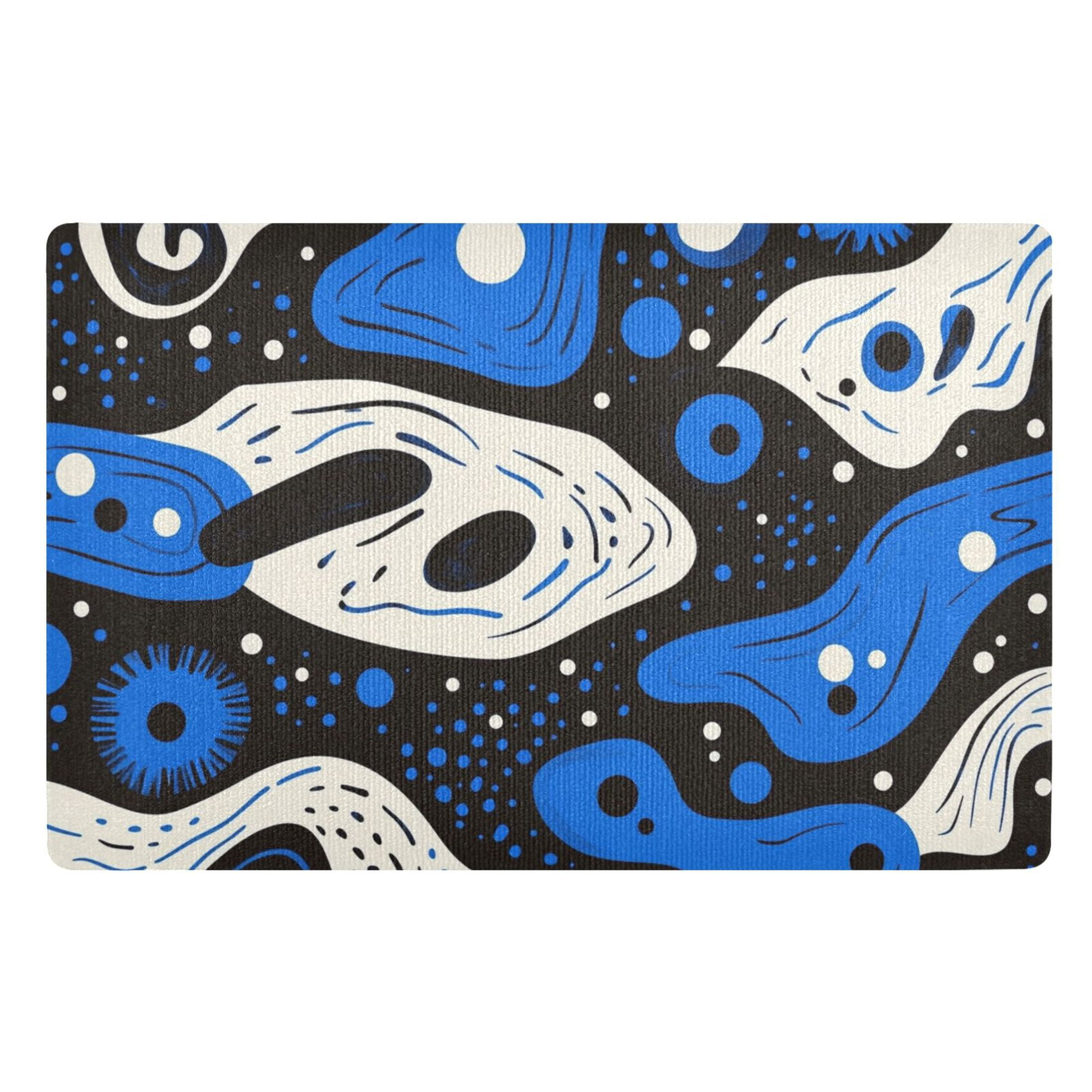 Blue Abstract Organic Floor Door Mat Outdoor Indoor for Home Entrance ...