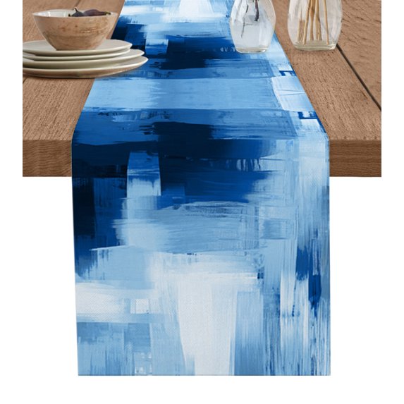 Blue Abstract Painting Table Runner ration Home r Dinner Table ration ...