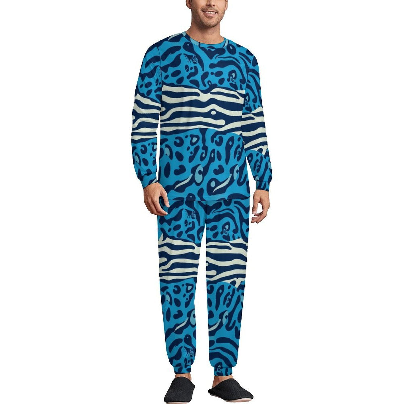 Blue Abstract Pattern Pajamas Long Sleeves 2 Pieces Room Pajama Sets ...