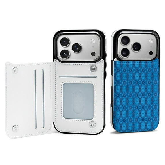 Blue Abstract Pattern Repetitive Leather Wallet Case for iPhone13 pro ...