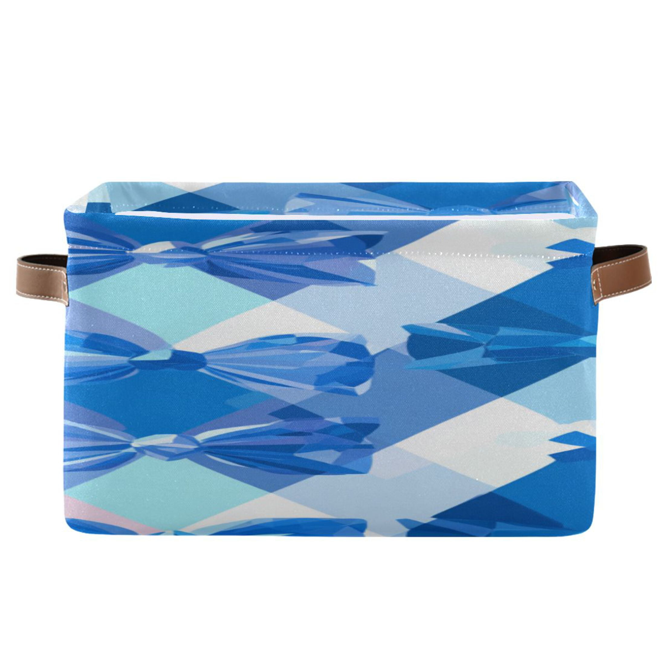 Blue Abstract Patterns Crystal Liked Bows Square Storage Bins with ...