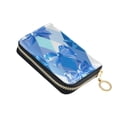 Blue Abstract Patterns Crystal Liked Bows Women's Credit Card Holder PU ...