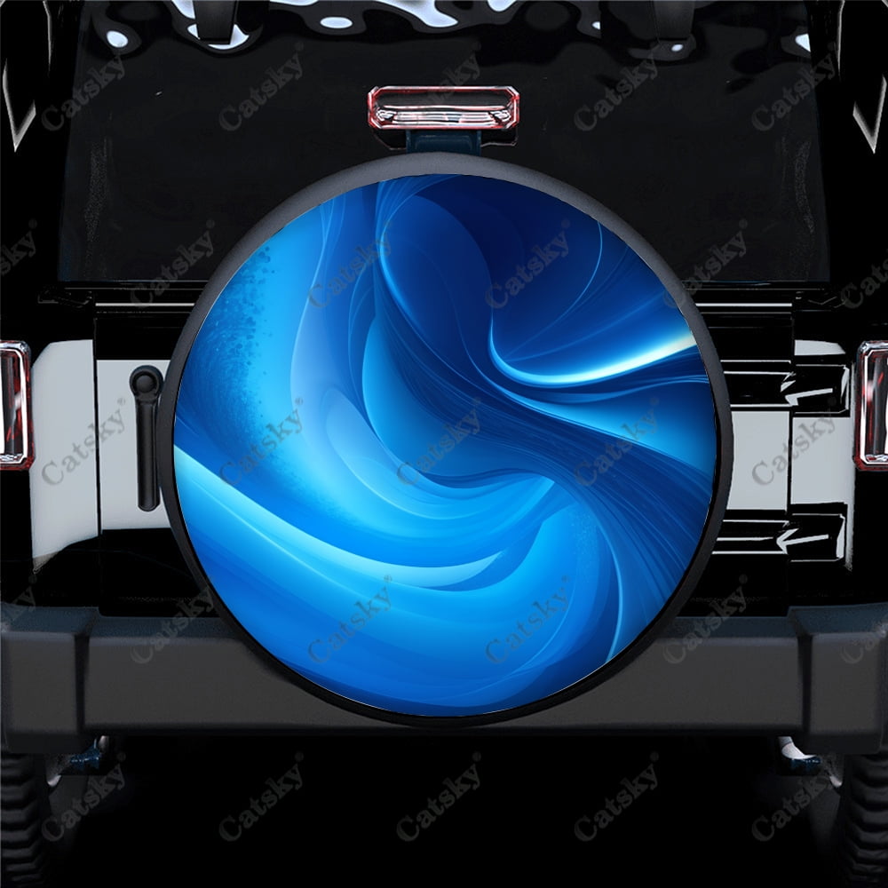 Blue Abstract Polyester Universal Spare Wheel Tire Cover Custom Tire ...