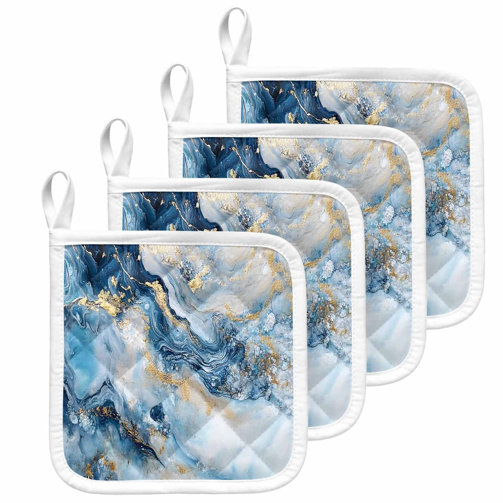 Blue Abstract Pot Holders for Kitchen Heatproof Potholder, 4 Pack ...