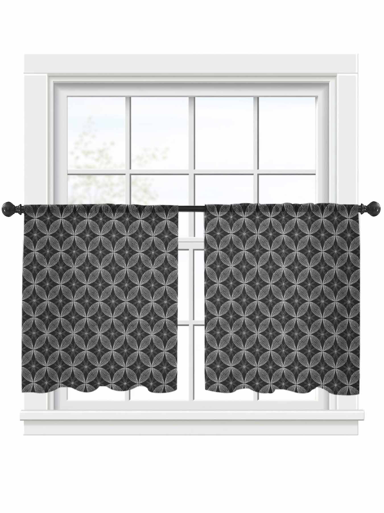 Blue Abstract Sheer Curtains 2 Panels Set Modern Mural Art Pattern ...