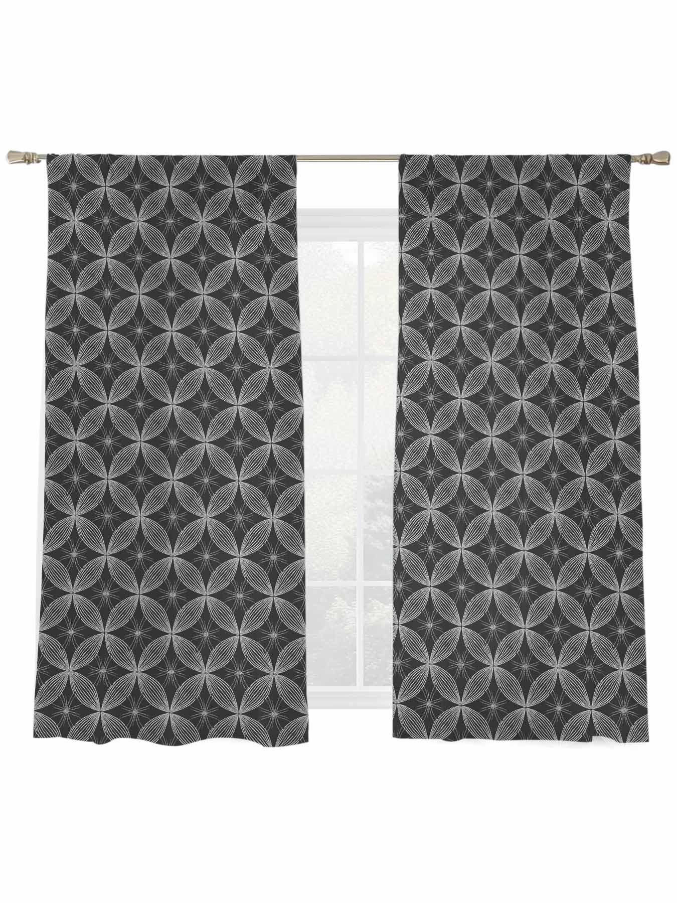 Blue Abstract Sheer Curtains 2 Panels Set Modern Mural Art Pattern ...
