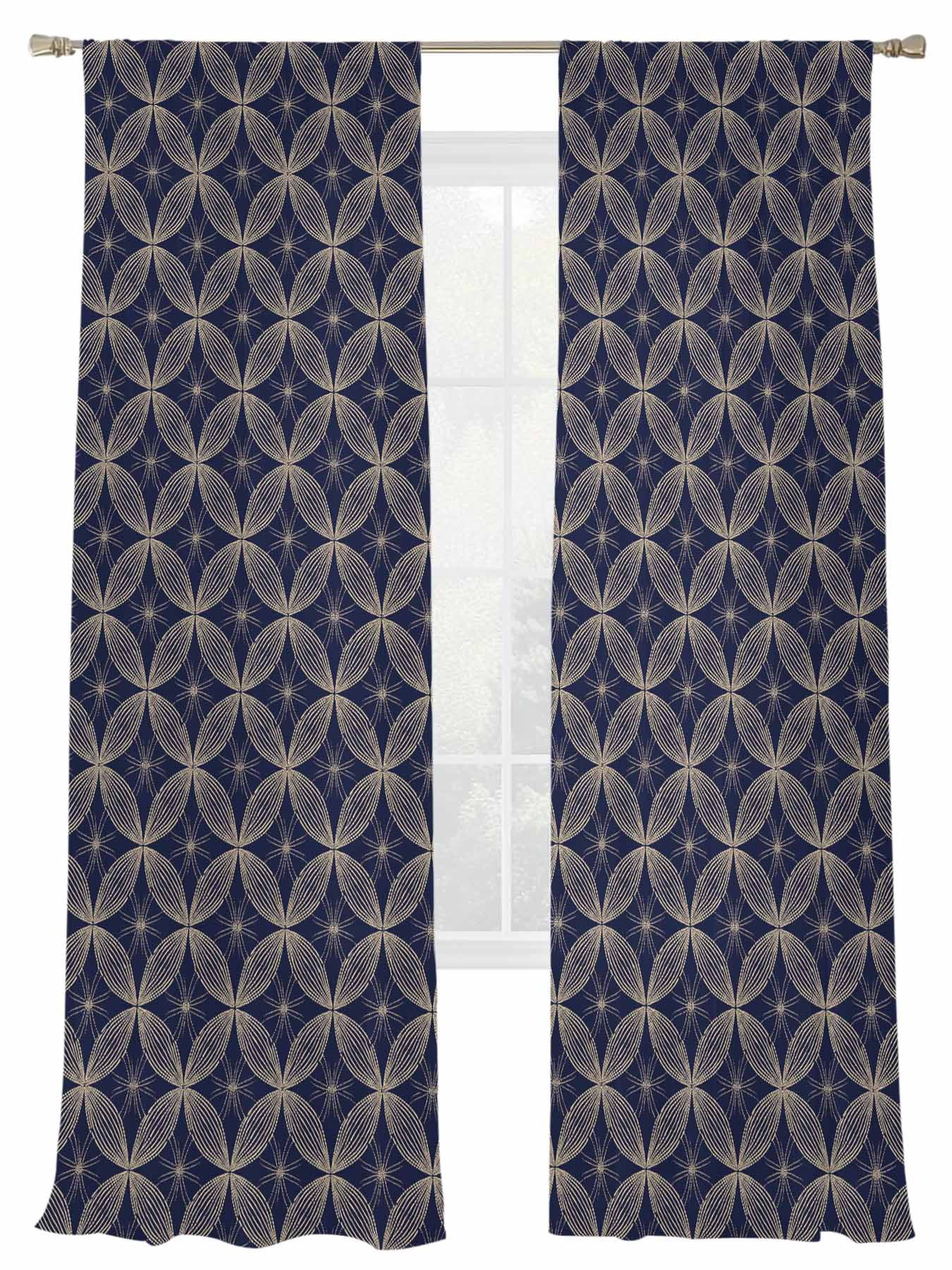 Blue Abstract Sheer Curtains 2 Panels Set Modern Mural Art Sheer Window ...