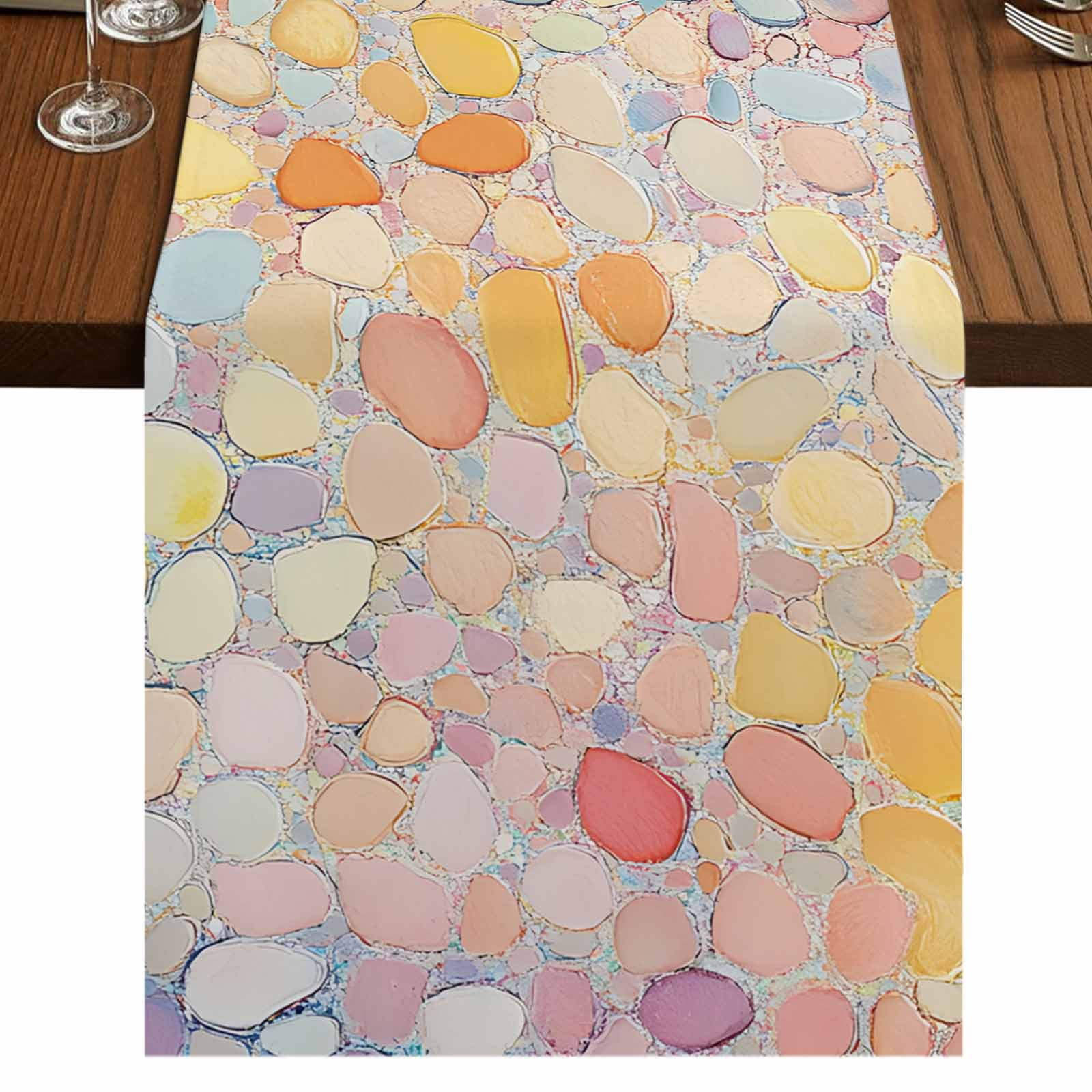 Blue Abstract Short Table Runner 48 Inches Long,Orange Yellow Gradient ...