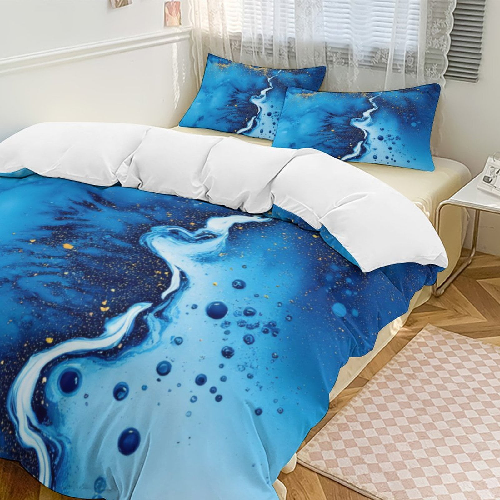 Blue Abstract Splash Art Duvet Cover Set Bedding Set Polyester Quilt ...