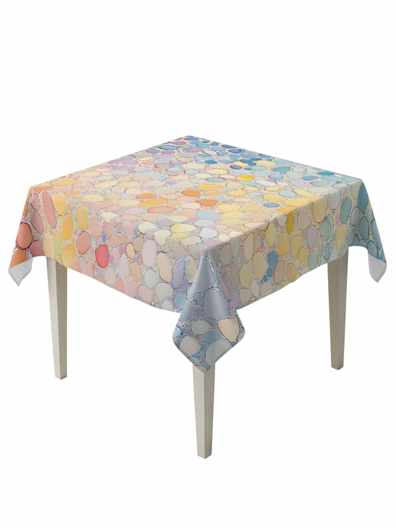 Blue Abstract Suqare Tablecloth - 60 x 60 Inch, Orange Yellow Gradient ...
