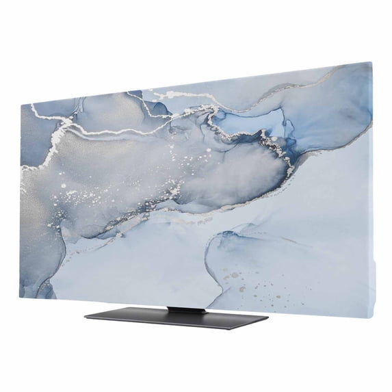 Blue Abstract TV Dust Cover 32 Inch, Marble Fluid Art Water Ripples ...