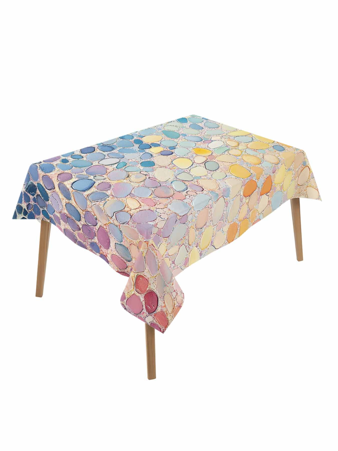 Blue Abstract Table Cloth, Orange Yellow Gradient Stone Brushwork ...