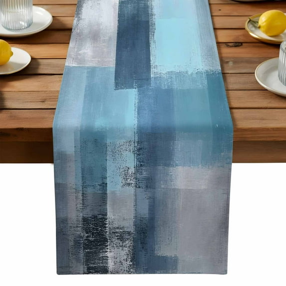Blue Abstract Table Runner, Modern Kitchen Table Runners Dress Scarves ...