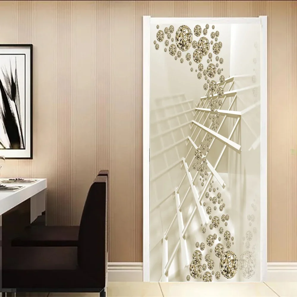 Blue Abstract Triangle Art Door Sticker Psychedelic Wallpaper Decal ...