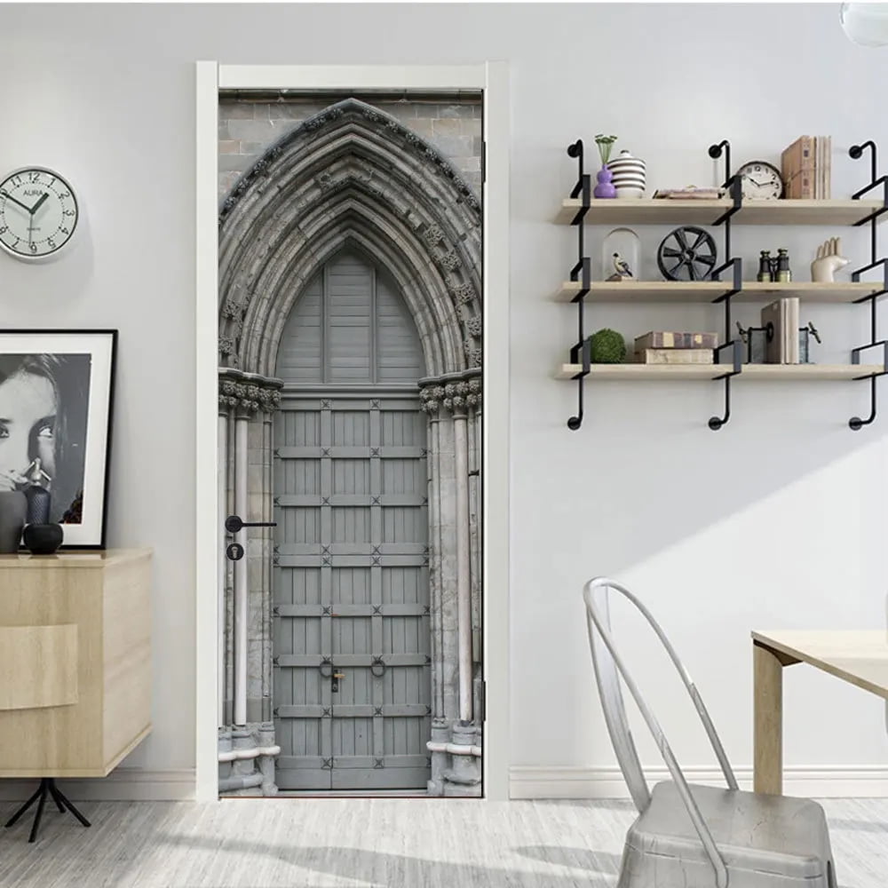 Blue Abstract Triangle Art Door Sticker Psychedelic Wallpaper Decal ...