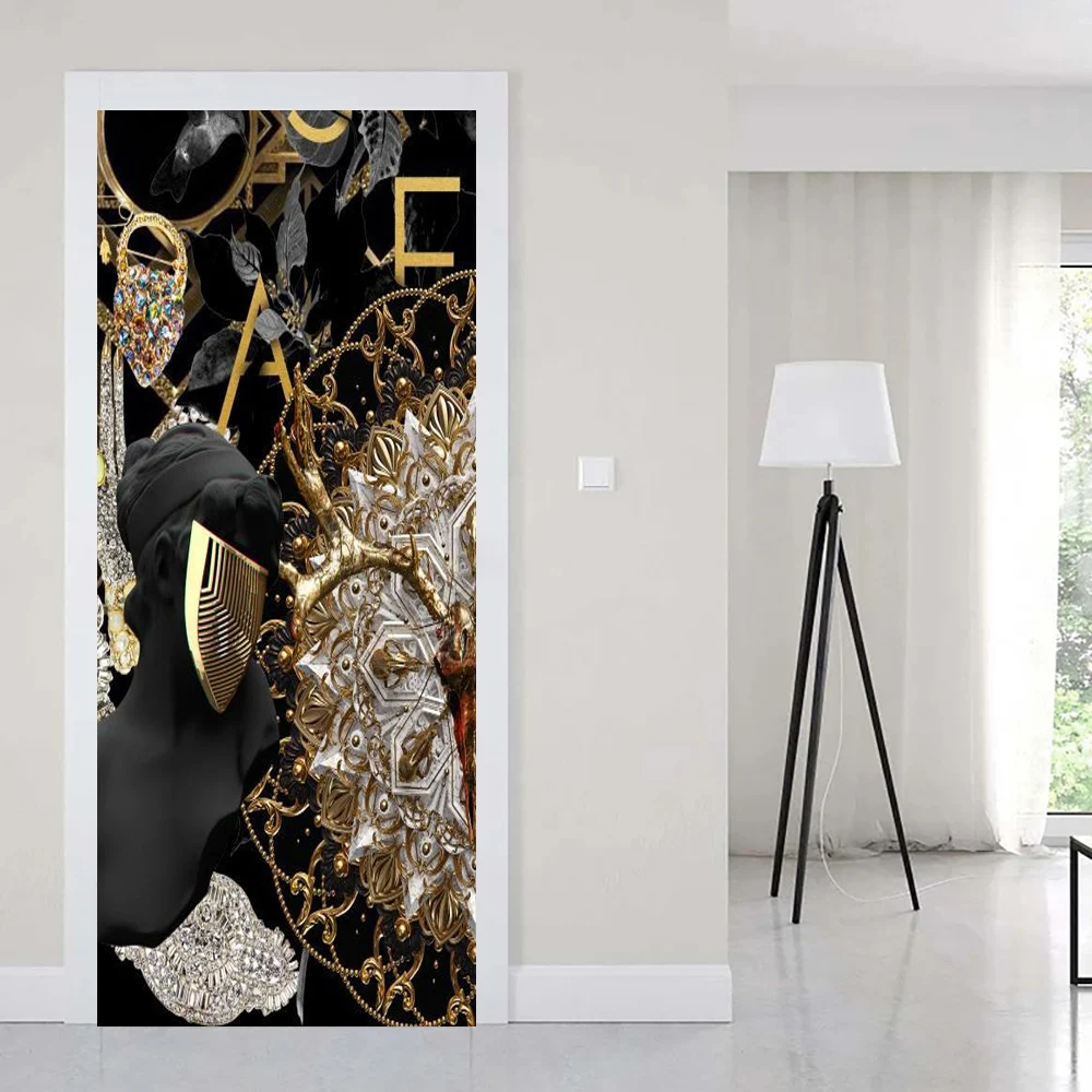 Blue Abstract Triangle Art Door Sticker Psychedelic Wallpaper Decal ...