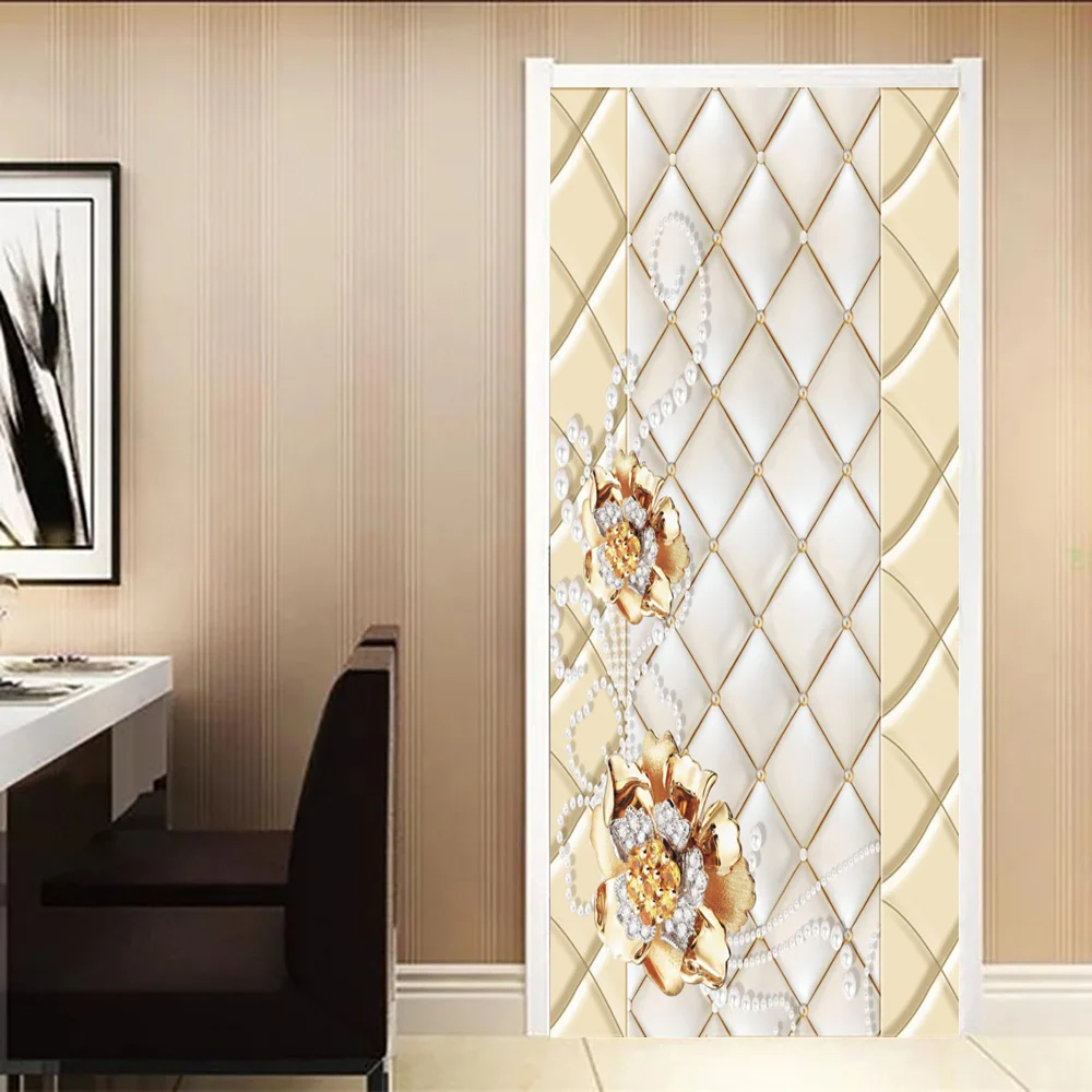 Blue Abstract Triangle Art Door Sticker Psychedelic Wallpaper Decal ...