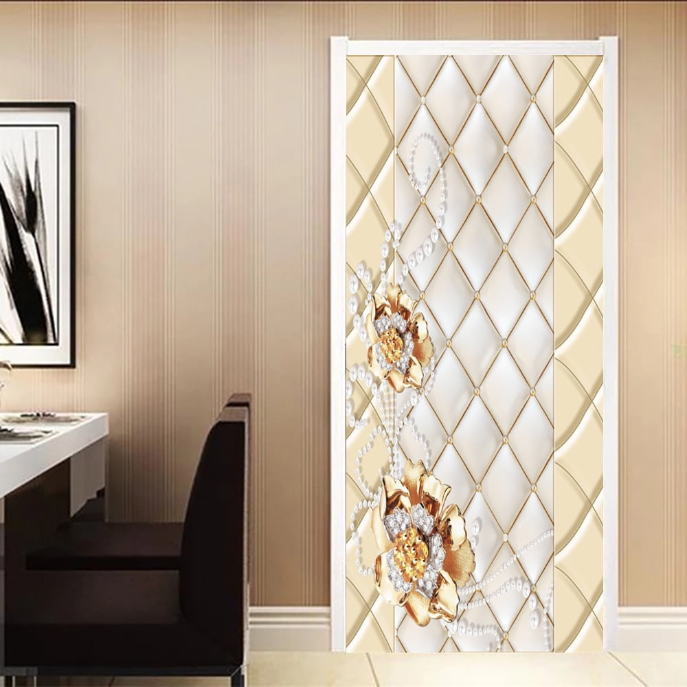 Blue Abstract Triangle Art Poster For Door Renovation Stickers Peel ...