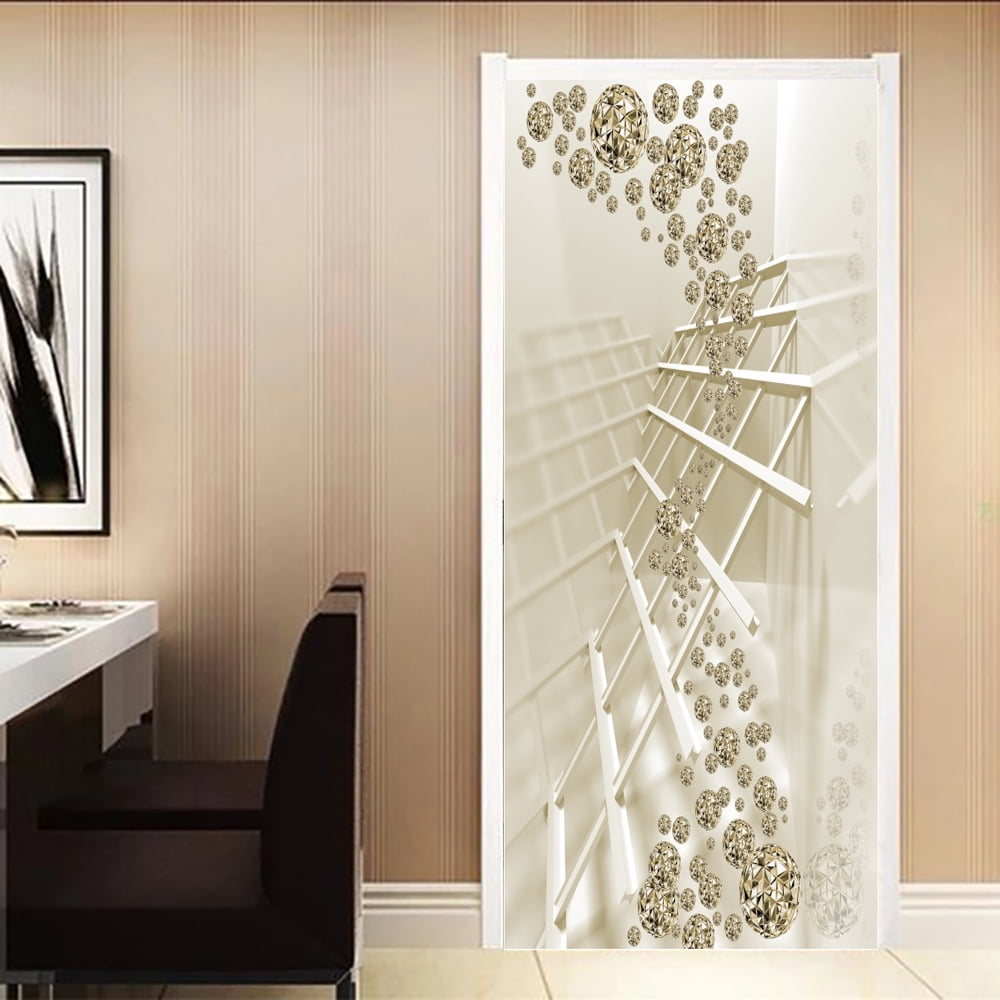 Blue Abstract Triangle Art Poster For Door Renovation Stickers Peel ...