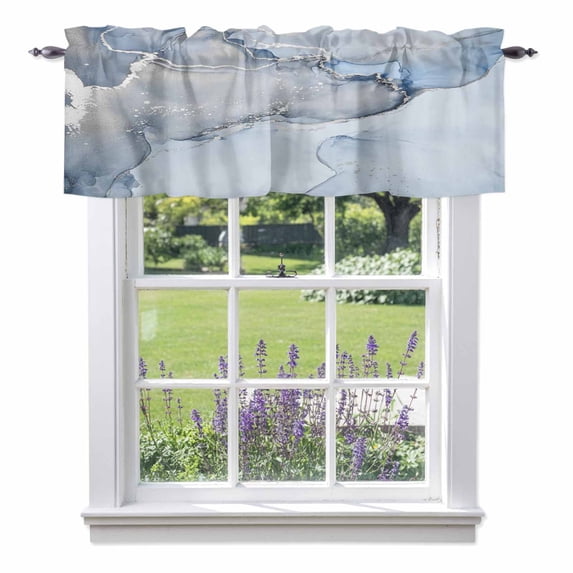 Blue Abstract Valances for Windows, Marble Fluid Art Valance Window ...