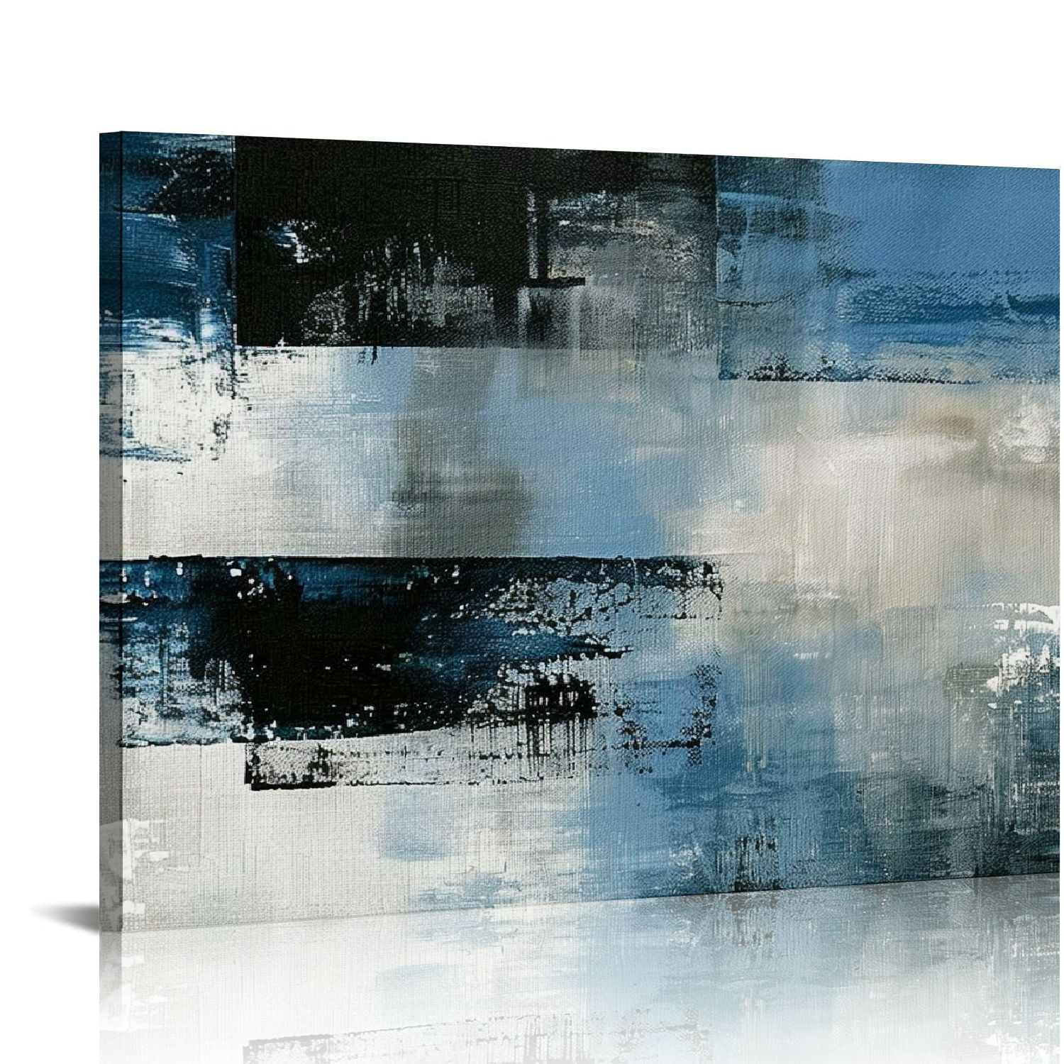 Blue Abstract Wall Art Decor on Canvas Framed Colorful Modern Artwork ...