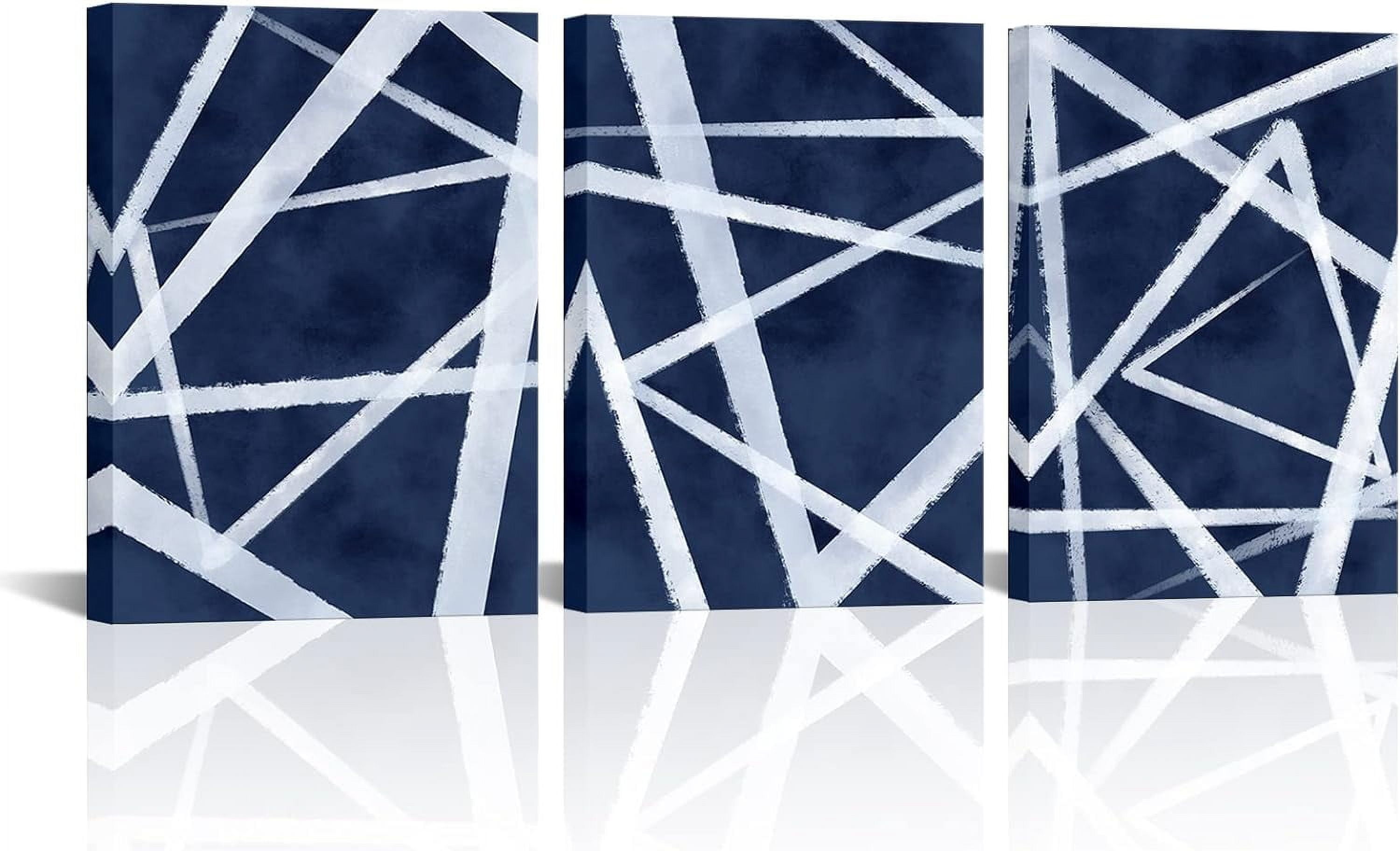 Blue Abstract Wall Art Navy Blue Bathroom Decor Blue Pictures Wall ...